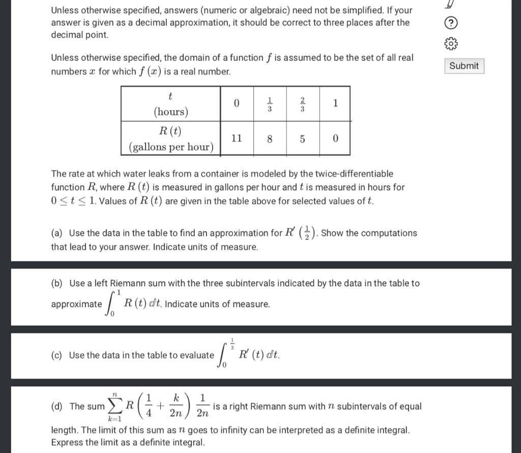 Solved Unless otherwise specified, answers (numeric or | Chegg.com