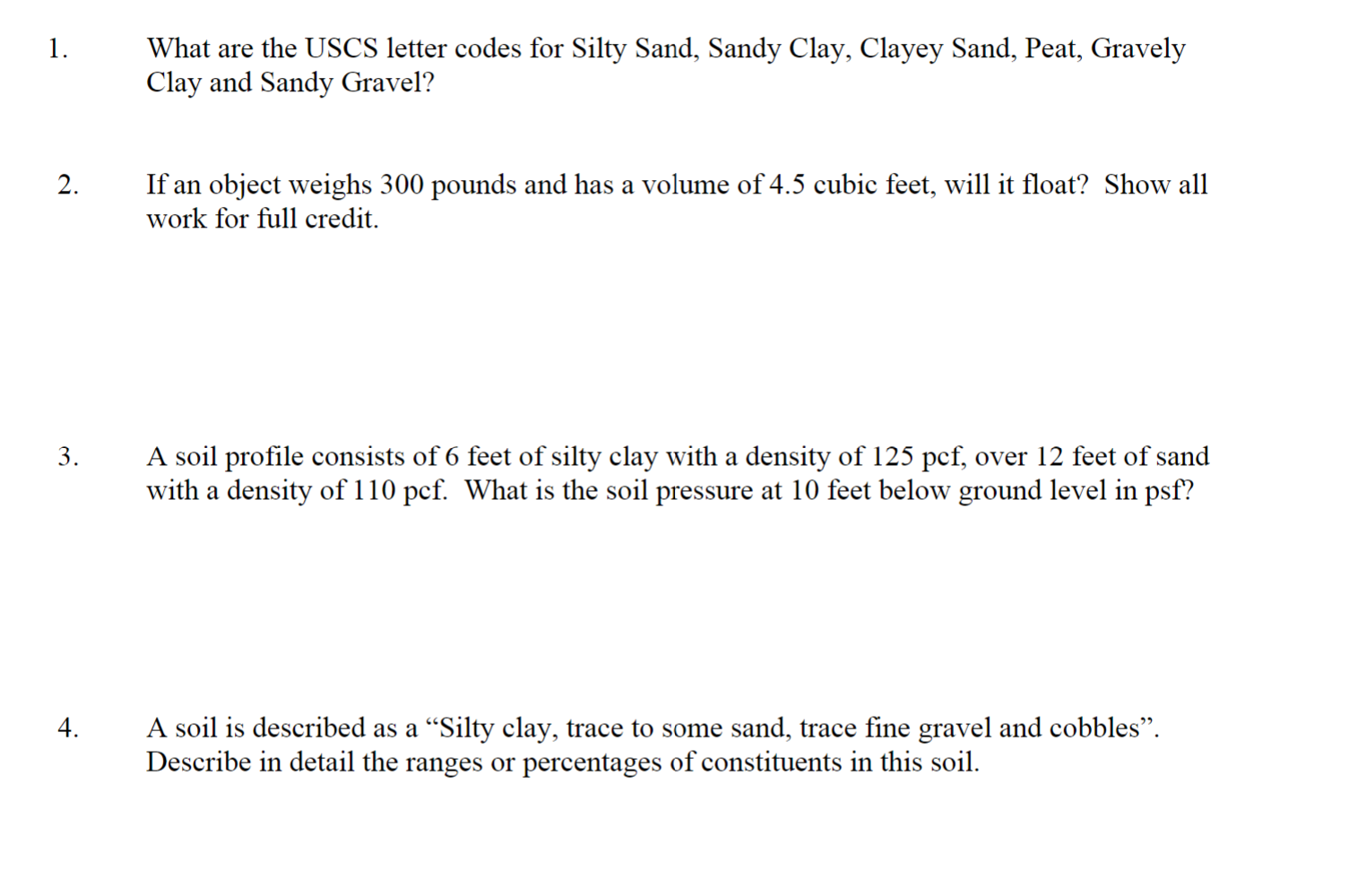 Solved What are the USCS letter codes for Silty Sand, Sandy | Chegg.com