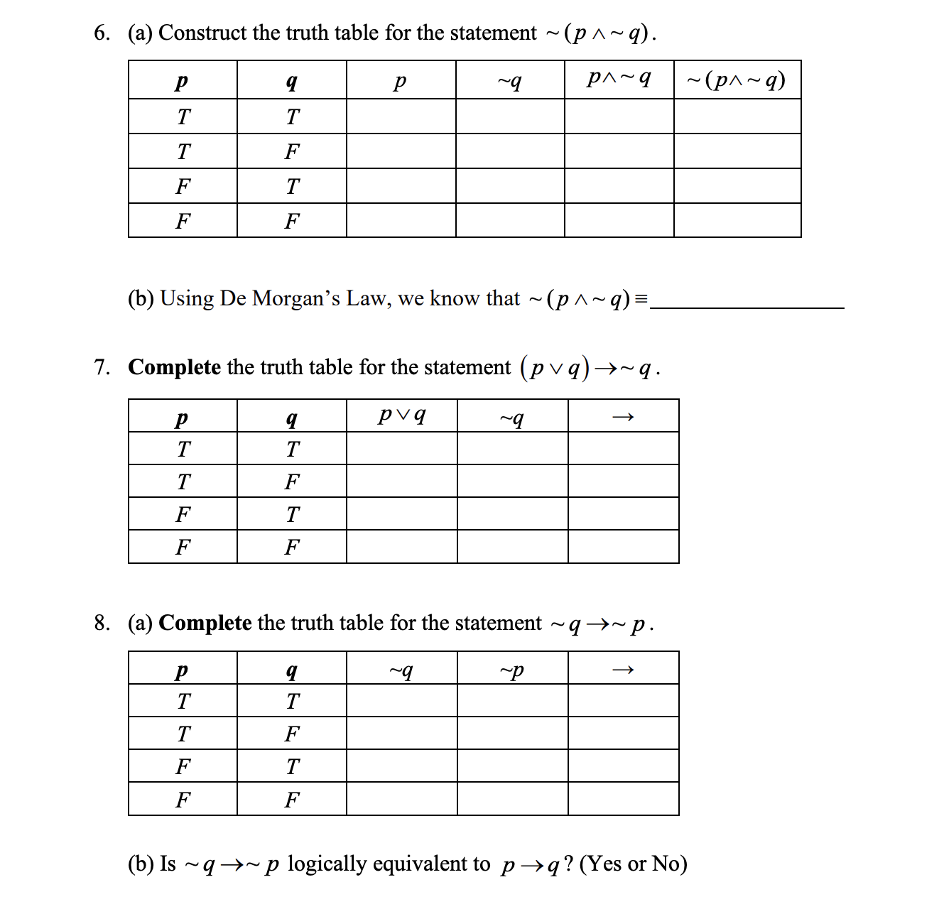 Solved 6. (a) Construct the truth table for the statement | Chegg.com