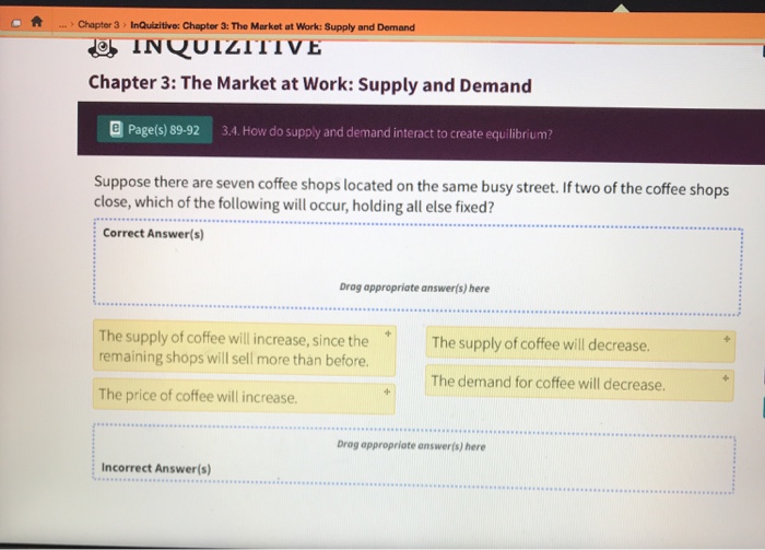Solved Chaptor 3 InQuizitive: Chaptor 3: The Market at Work: | Chegg.com