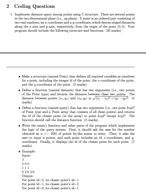 Solved 2 Coding Questions 1. Implement distance query among | Chegg.com