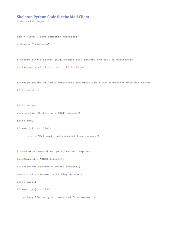 Solved Lab 3: SMTP Lab By the end of this lab, you will have | Chegg.com