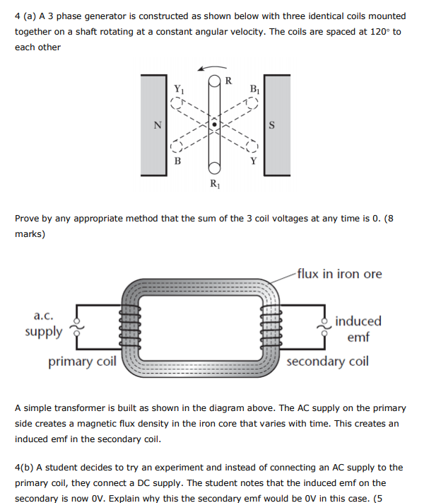 Solved 4(a) A 3 phase generator is constructed as shown | Chegg.com