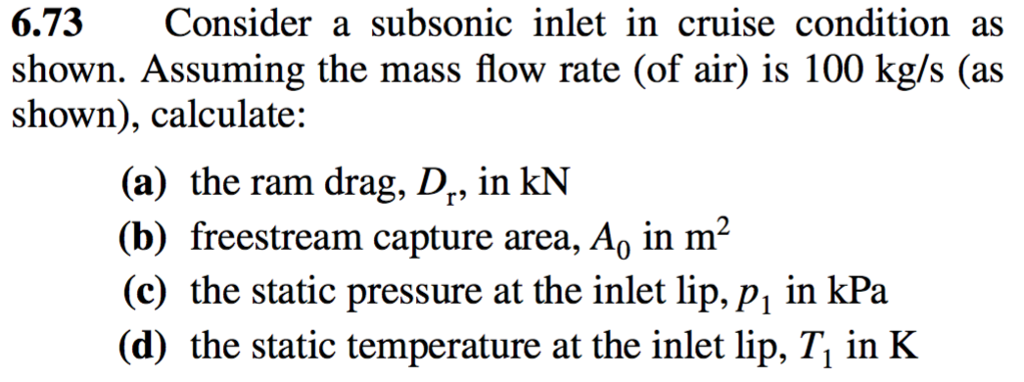 6.73 Consider a subsonic inlet in cruise condition as | Chegg.com