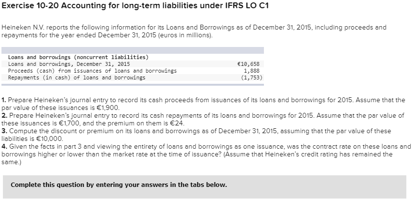 Solved Exercise 10-20 Accounting for long-term liabilities | Chegg.com