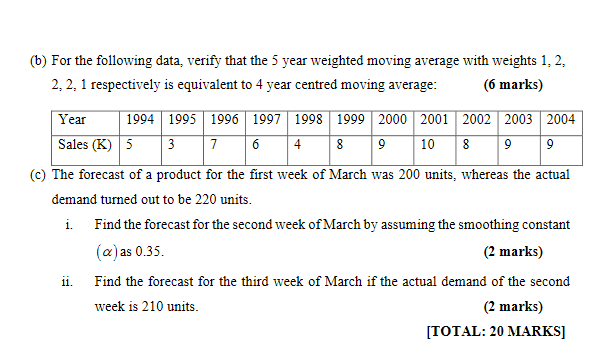 Solved (6) For the following data, verify that the 5 year | Chegg.com
