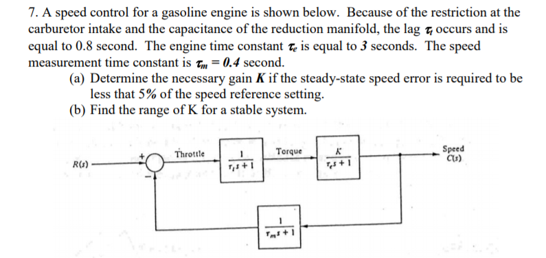 7. A speed control for a gasoline engine is shown | Chegg.com