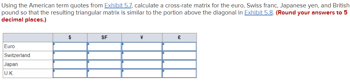 Solved Using the American term quotes from Exhibit 5.7, | Chegg.com