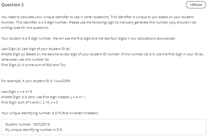 Solved You need to calculate your unique identifier to use | Chegg.com