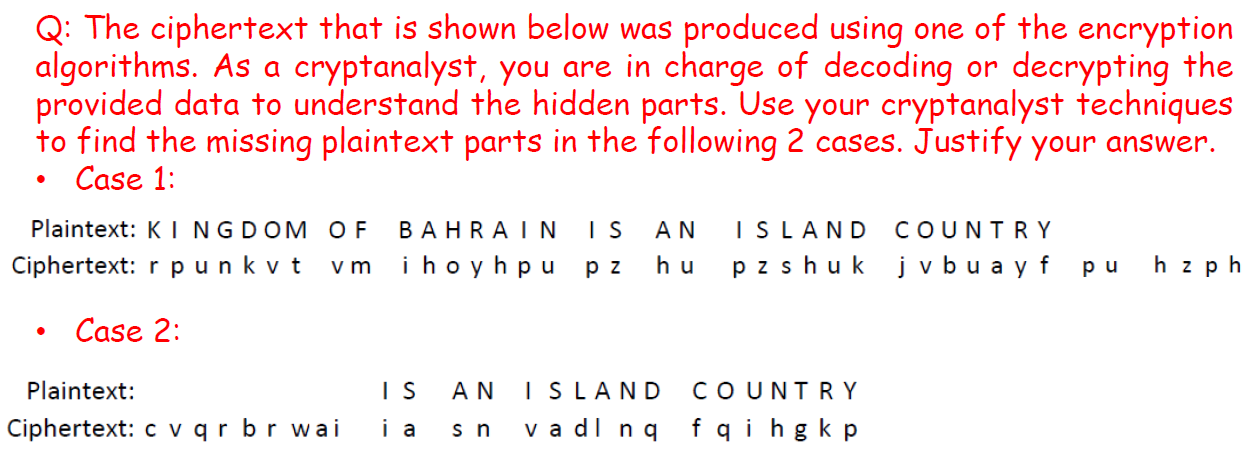 Solved Q: The ciphertext that is shown below was produced | Chegg.com