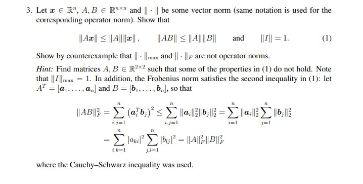 Solved 3. Let ER", A, B E Rnxn and . || be some vector norm | Chegg.com