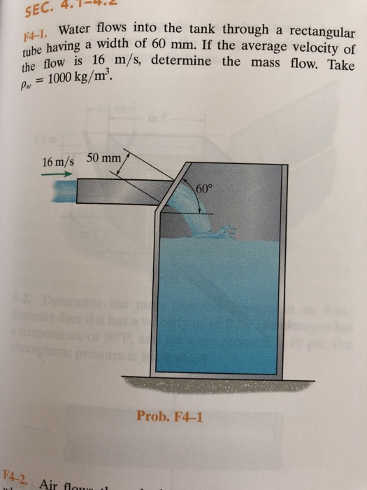 Solved C. 4.1-4,2 Water flows into the tank through a | Chegg.com
