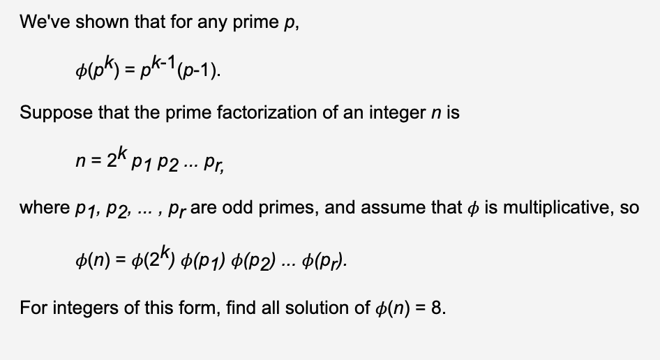 Solved We've shown that for any prime p, p(ok) = pk-1 (0-1). | Chegg.com