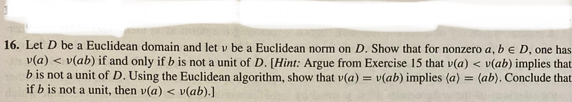 16 Let D Be A Euclidean Domain And Let V Be A 