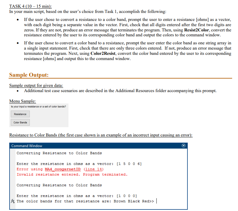 Solved TASK 1(5−10 min): Ask the user whether they would | Chegg.com