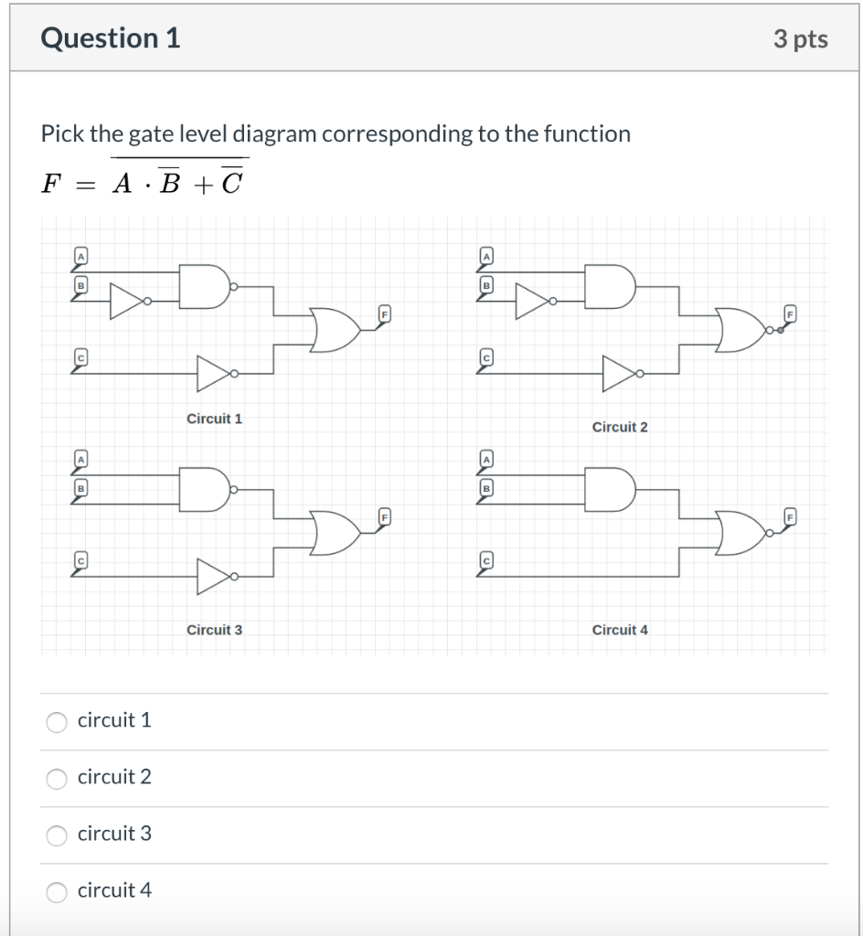 Solved Question 1 3 pts Pick the gate level diagram | Chegg.com