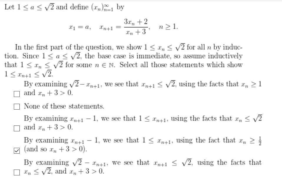 Solved Let 1 sa1. In +3 In the first part of the question, | Chegg.com