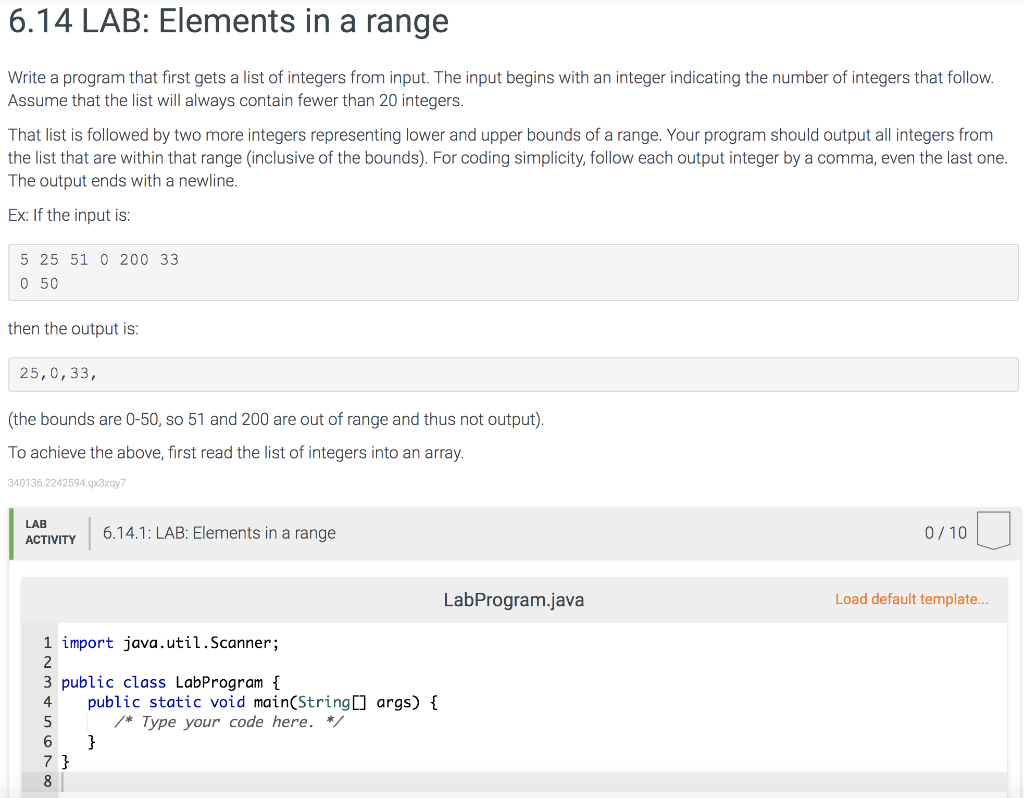 Solved 6.14 LAB: Elements in a range Write a program that | Chegg.com