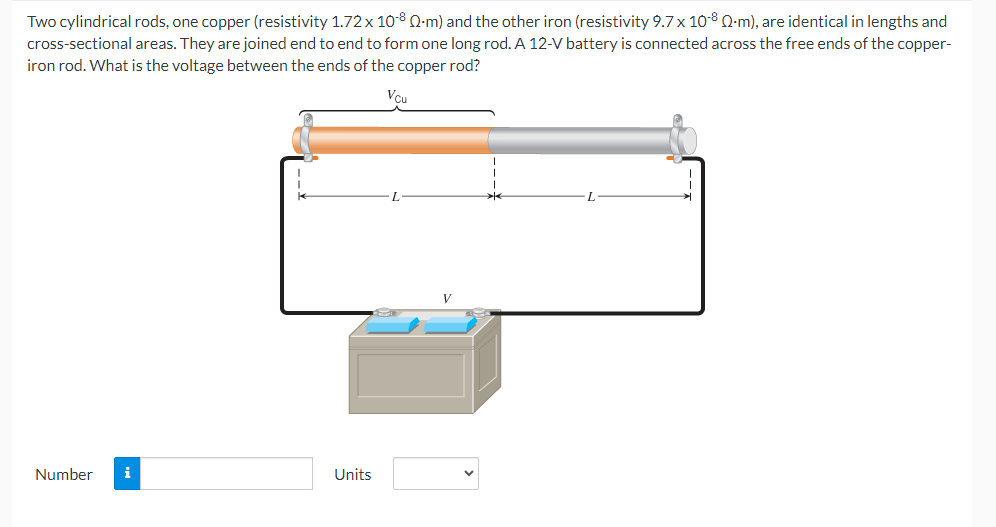 Solved Two cylindrical rods, one copper (resistivity | Chegg.com