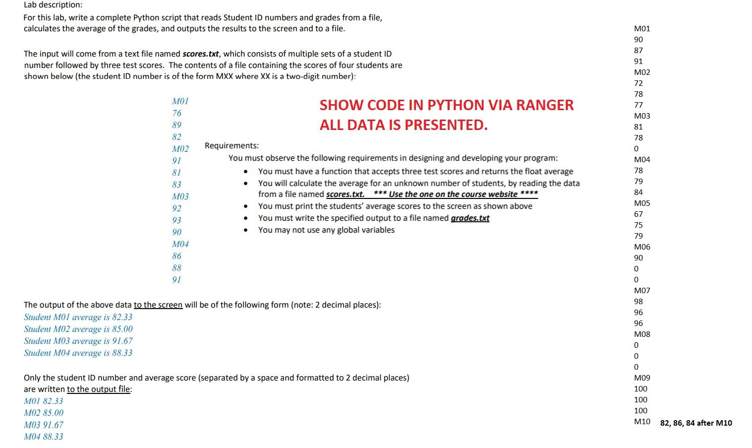 Lab description: For this lab, write a complete | Chegg.com