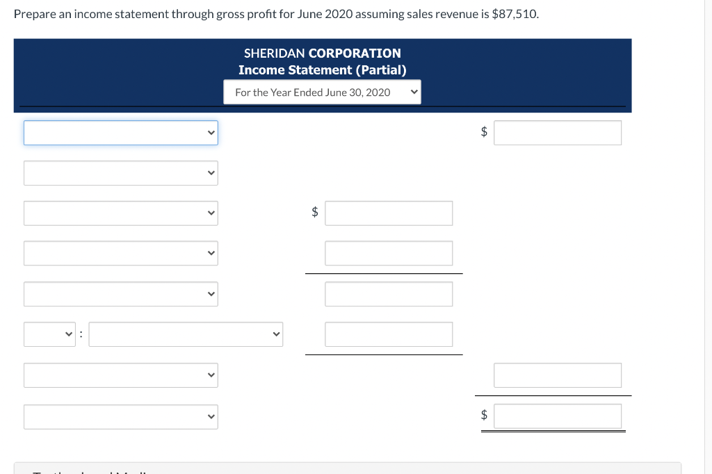 Solved Prepare an income statement through gross profit for | Chegg.com