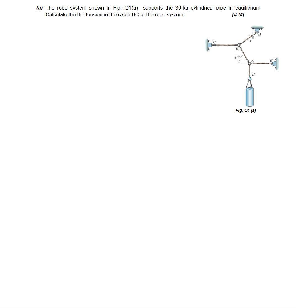 Solved (a) ﻿The rope system shown in Fig. Q1(a) ﻿supports | Chegg.com