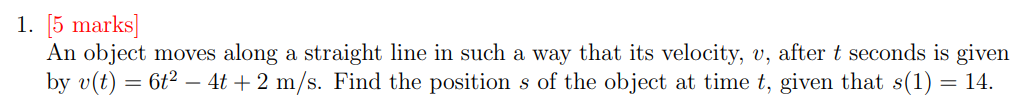 Solved 1. [5 marks] An object moves along a straight line in | Chegg.com