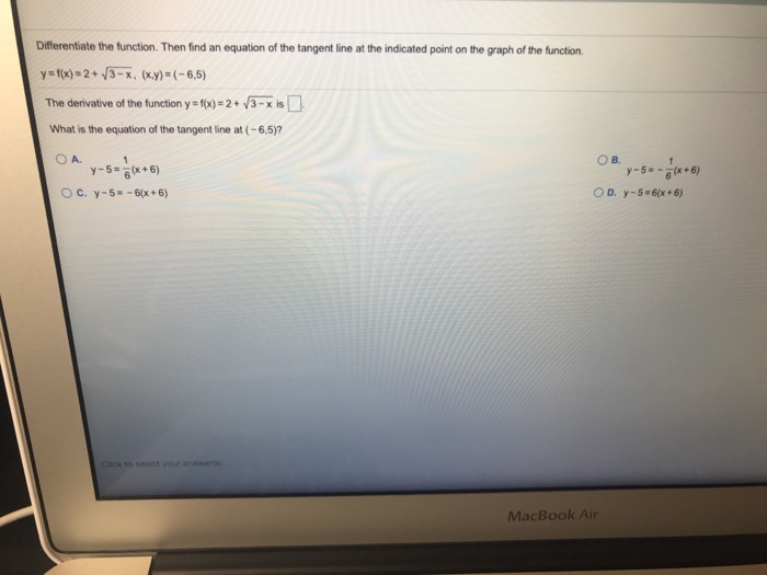 Solved Differentiate the function. Then find an equation of | Chegg.com
