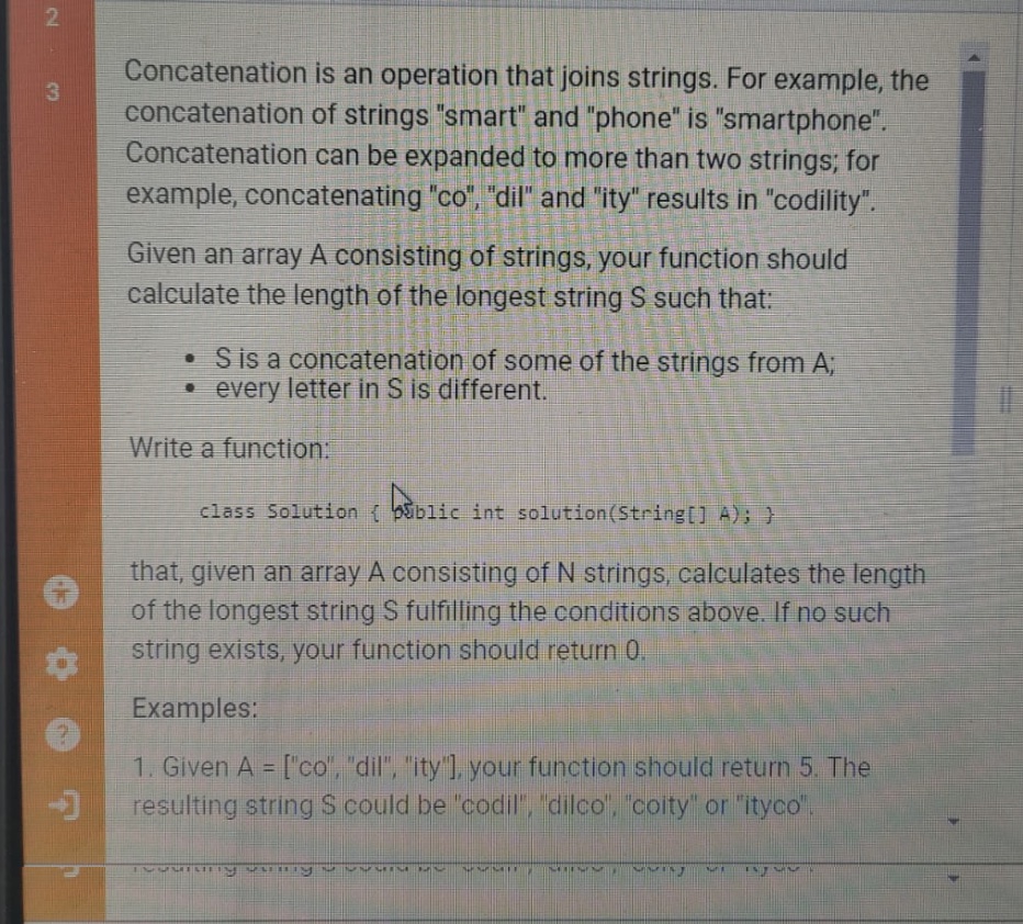 Solved Exampies: 1. Given A=[ "co", "dil", "ity"], your | Chegg.com