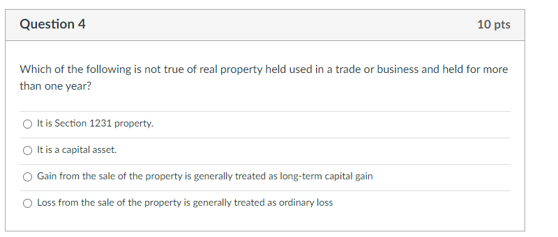 Solved Which of the following is not true of real property | Chegg.com
