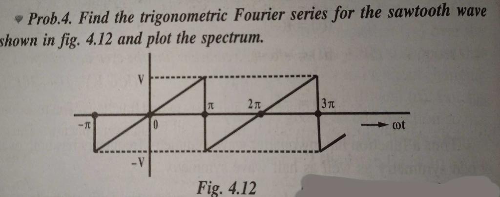 Solved • Prob.4. Find the trigonometric Fourier series for | Chegg.com Solved • Prob.4. Find the trigonometric Fourier series for | Chegg.com