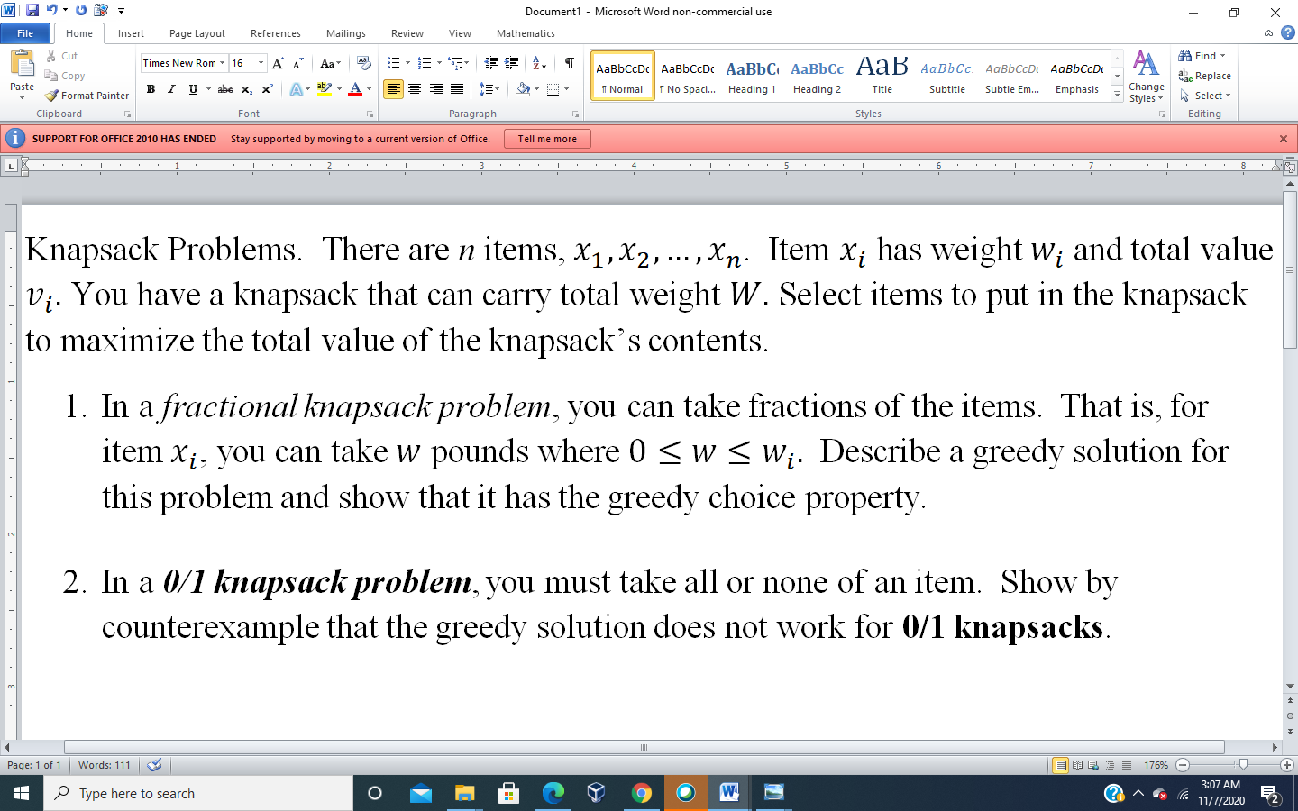 Solved W9 - U19 = Document1 - Microsoft Word non-commercial | Chegg.com