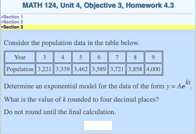Solved MATH 124, Unit 4, Objective 3, Homework 4.3 Section 1 | Chegg.com