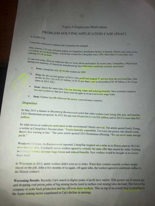 Topic-4 Employee Motivation PROBLEM-SOLVING | Chegg.com