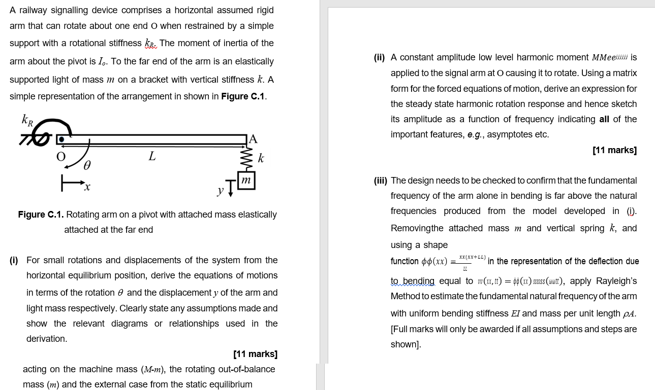 Solved A railway signalling device comprises a horizontal | Chegg.com