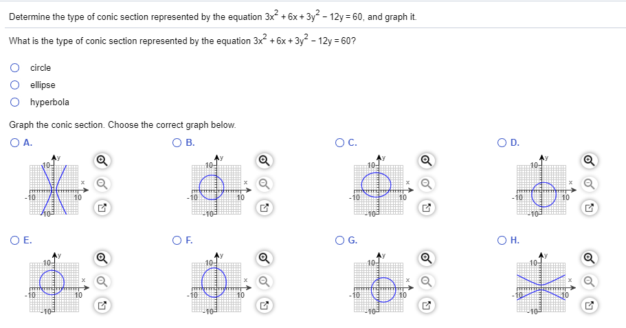 Solved Determine The Type Of Conic Section Represented By
