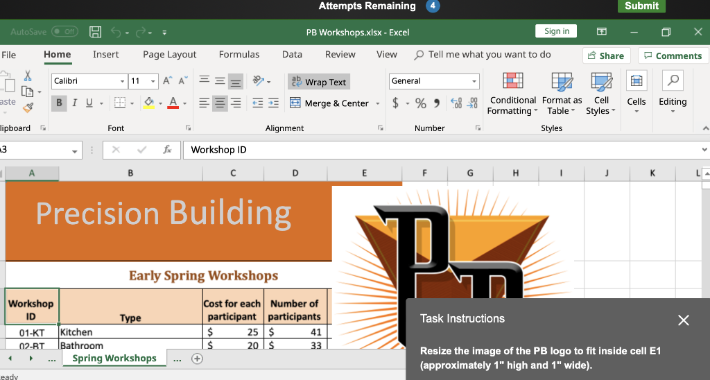 Precision Building Early Spring Workshops | Chegg.com