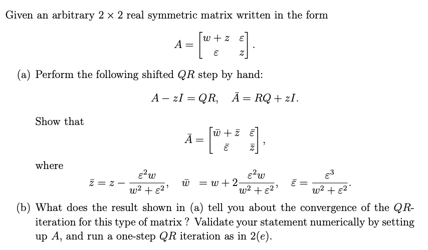 Solved Given An Arbitrary 2×2 Real Symmetric Matrix Written 