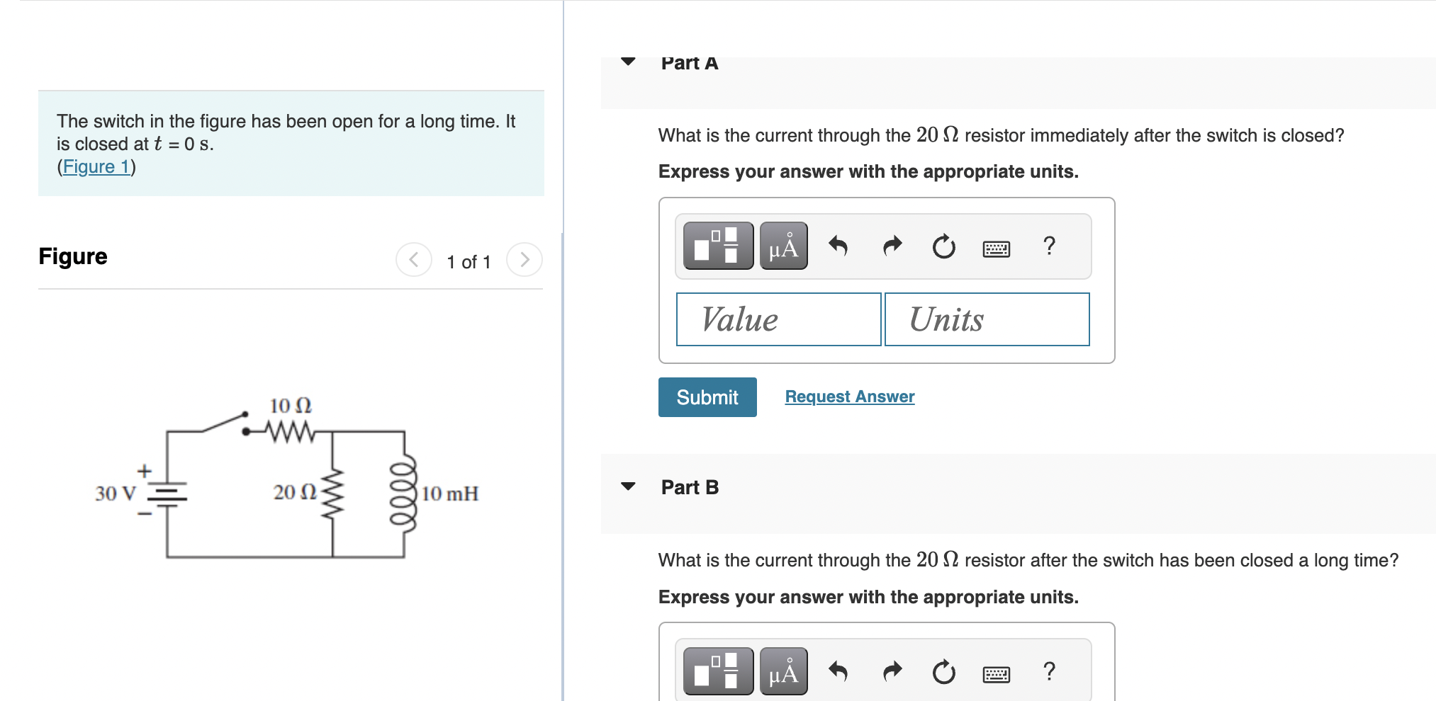 Solved The switch in the figure has been open for a long | Chegg.com