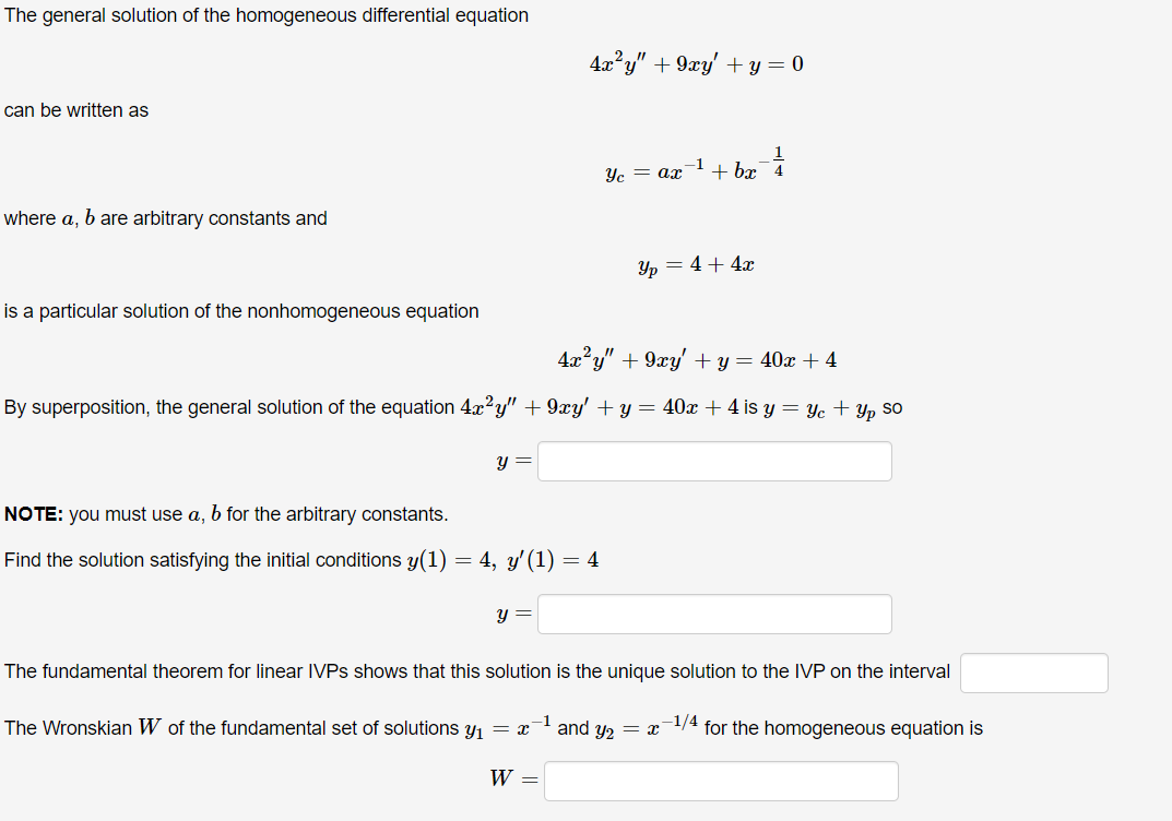 Solved The general solution of the homogeneous differential | Chegg.com