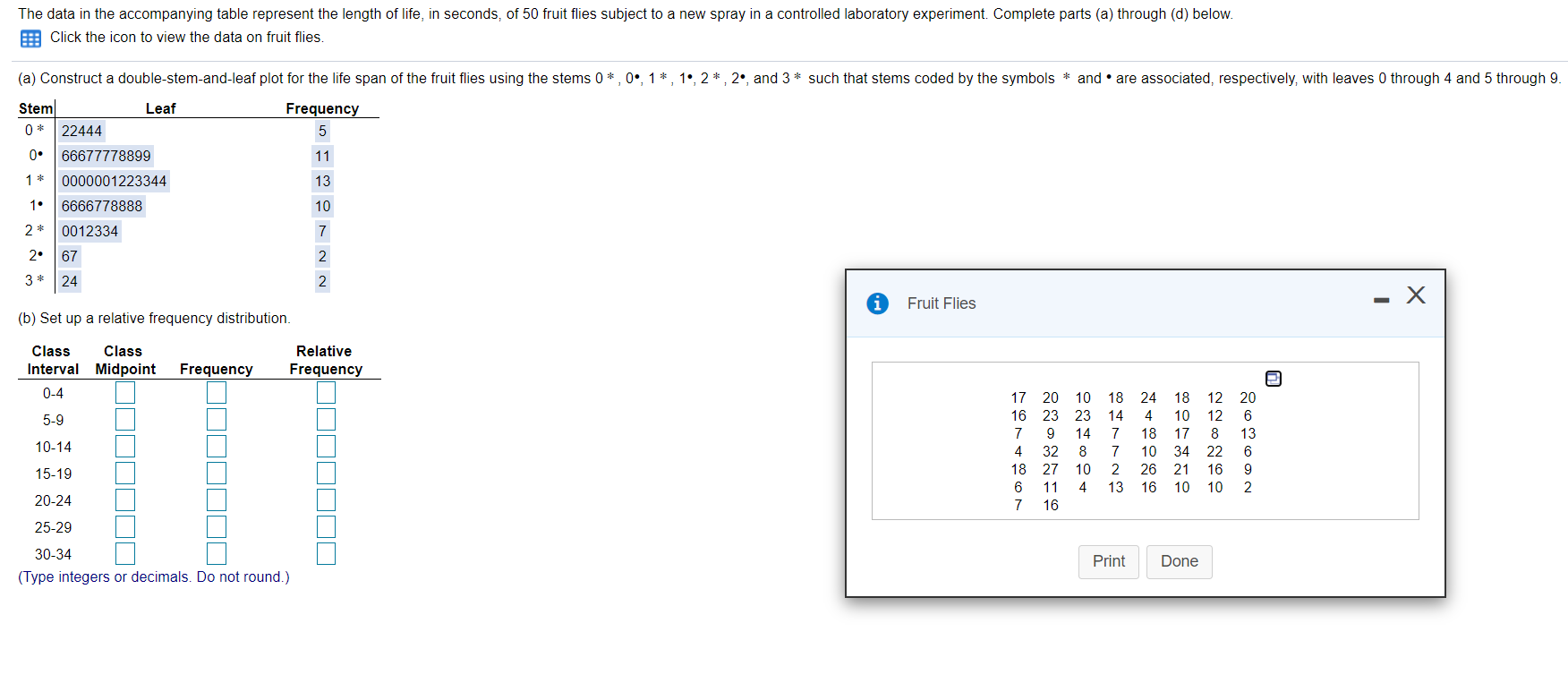 Solved The data in the accompanying table represent the | Chegg.com