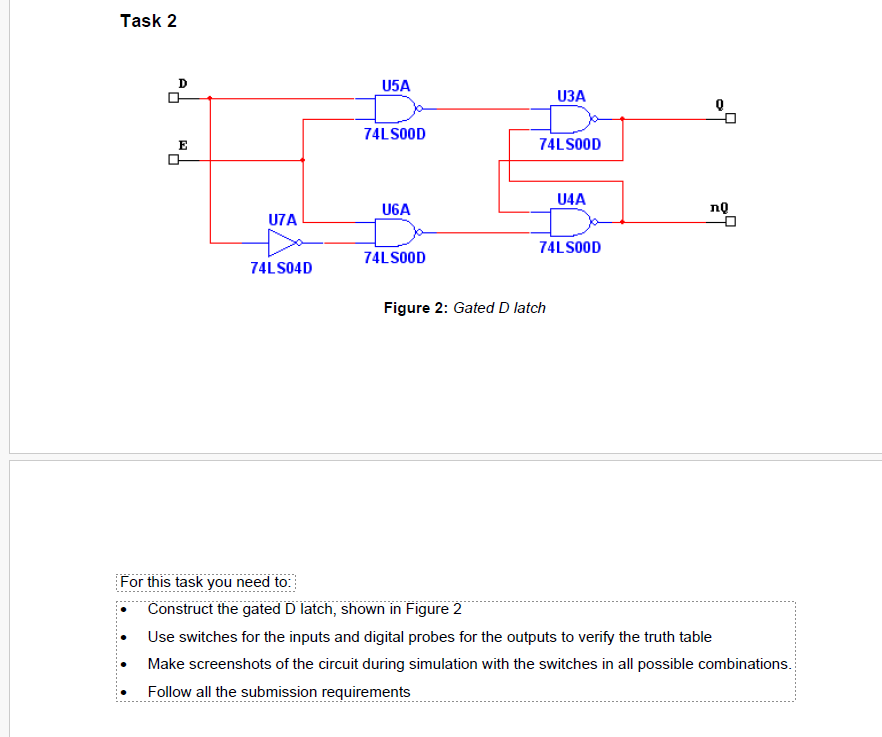 Solved Task 2 ﻿Figure 2: Gated D latch For this task you | Chegg.com