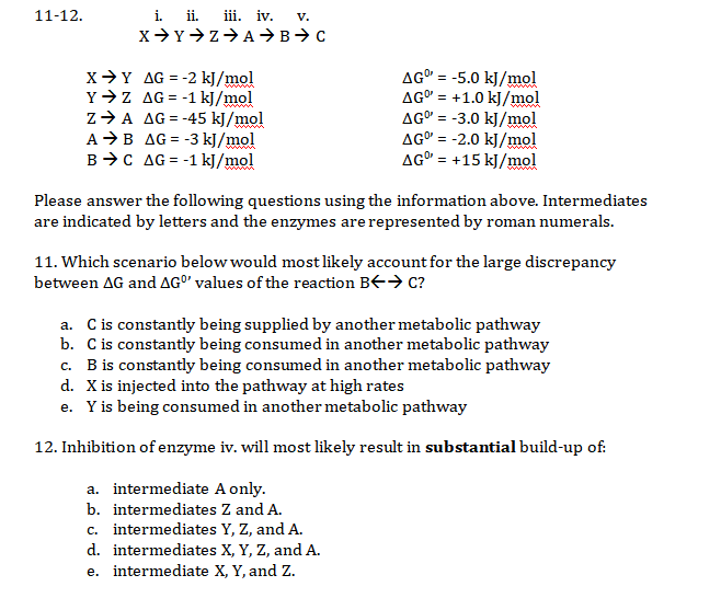 Solved 11-12. ii. iii. iv. v. X→Y→Z→A→B→C Please answer | Chegg.com