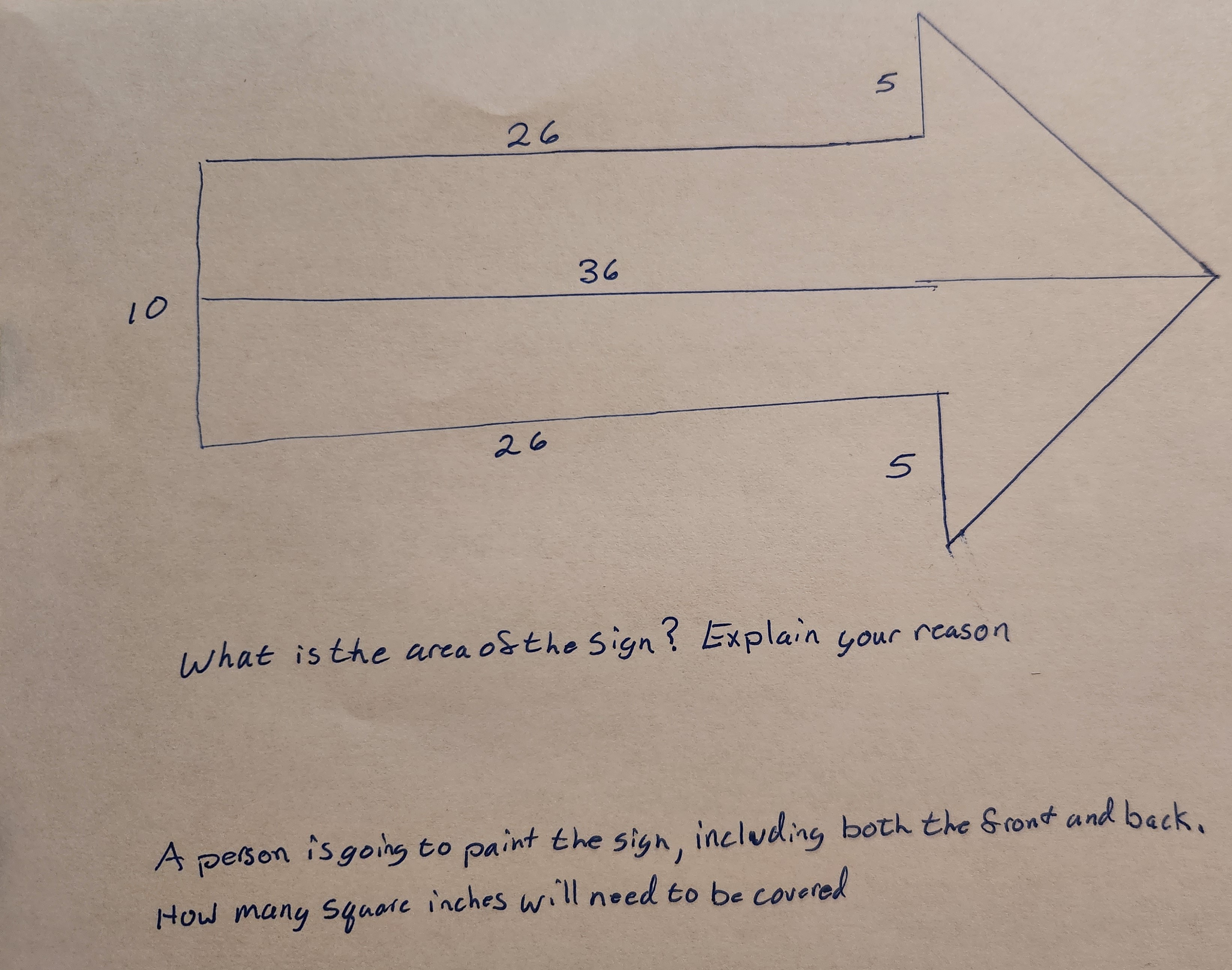 Solved What is the area of the Sign? Explain your reason A | Chegg.com