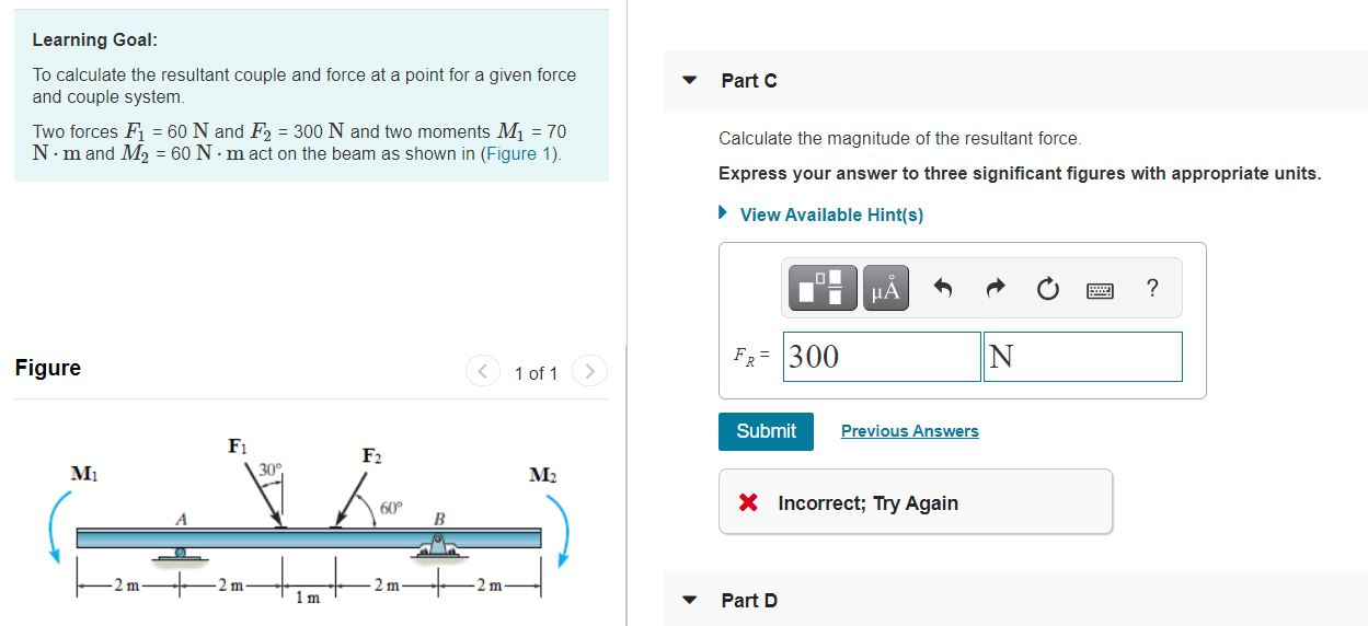 Solved Part C Learning Goal: To calculate the resultant | Chegg.com