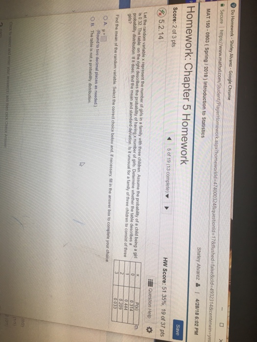 Solved - determine whether the table describes a probability | Chegg.com