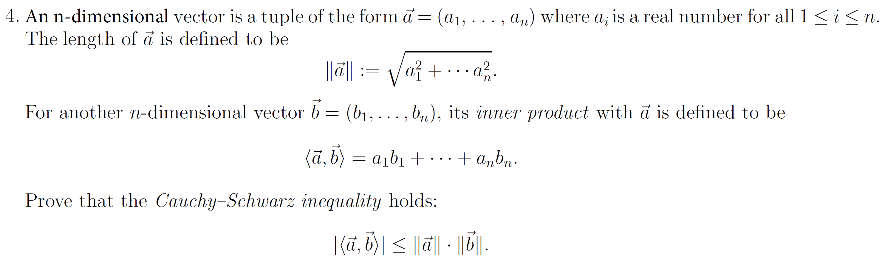 Solved 4. An n-dimensional vector is a tuple of the form | Chegg.com