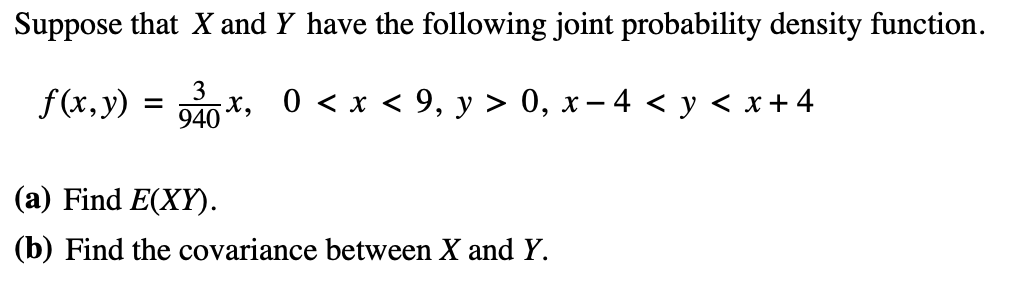 Solved Suppose that X and Y have the following joint | Chegg.com