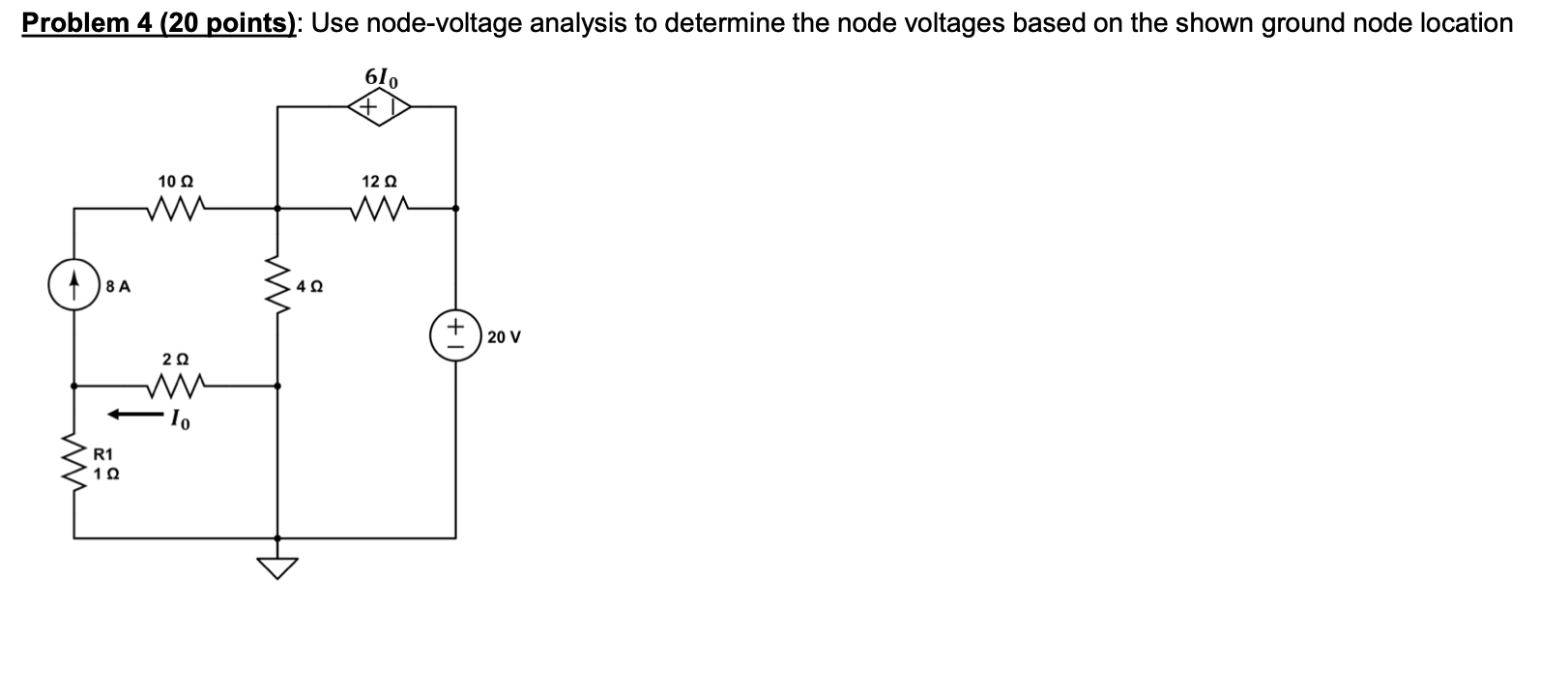 Solved Problem 4 (20 points): Use node-voltage analysis to | Chegg.com