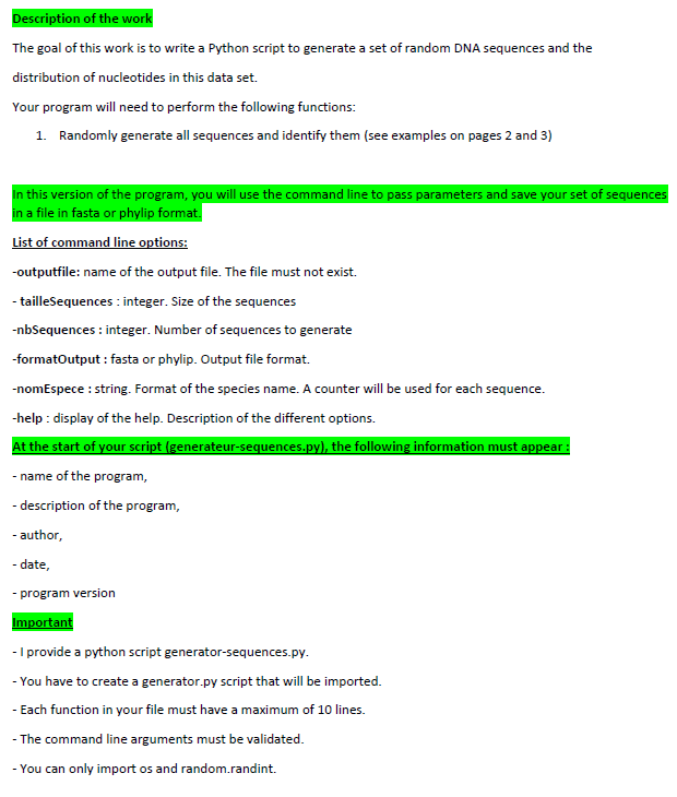 Solved Description of the work The goal of this work is to | Chegg.com